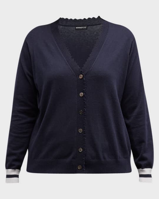 Minnie Rose Plus Plus Size Frayed-Edge Cotton-Cashmere Cardigan ...