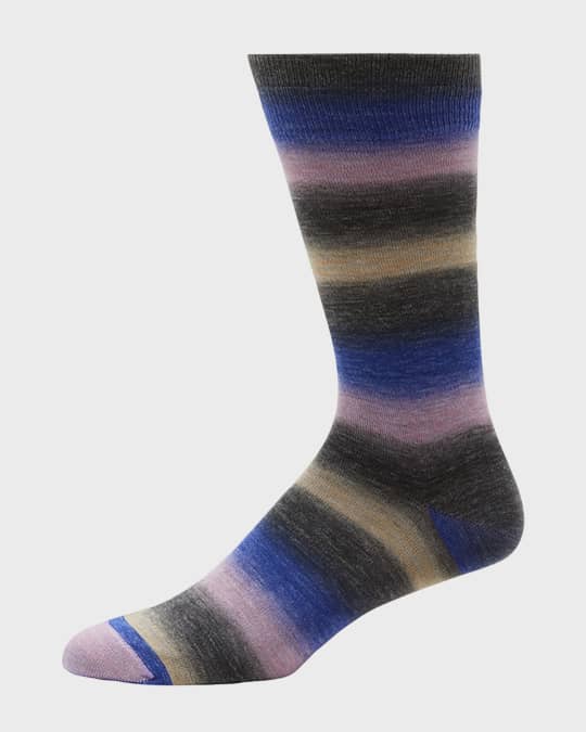 Paul Smith Men's Bespoke Ombre Stripe Crew Socks | Neiman Marcus