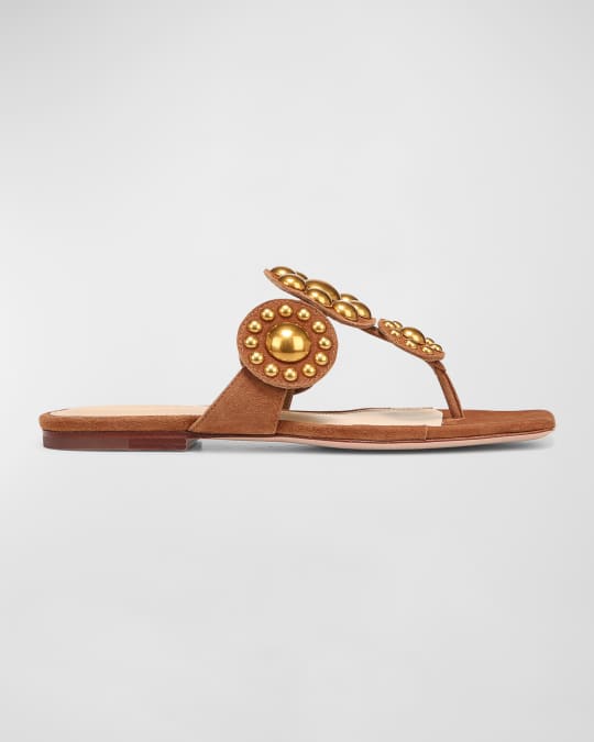 Veronica Beard Minari Beaded Circle Thong Sandals | Neiman Marcus