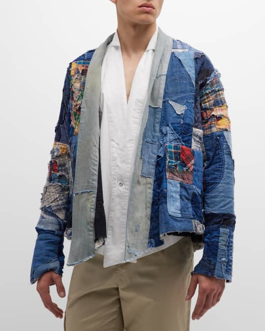 Greg Lauren Men's Multi-Patchwork Denim Jacket | Neiman Marcus