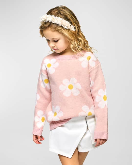 Hannah Banana Girl's Daisy Intarsia Sweater, Size 4-6 | Neiman Marcus