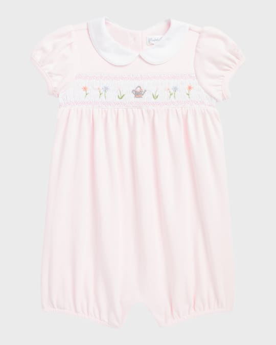 Ralph Lauren Childrenswear Girl's Embroidered Smocked Shortall, Size 3M ...
