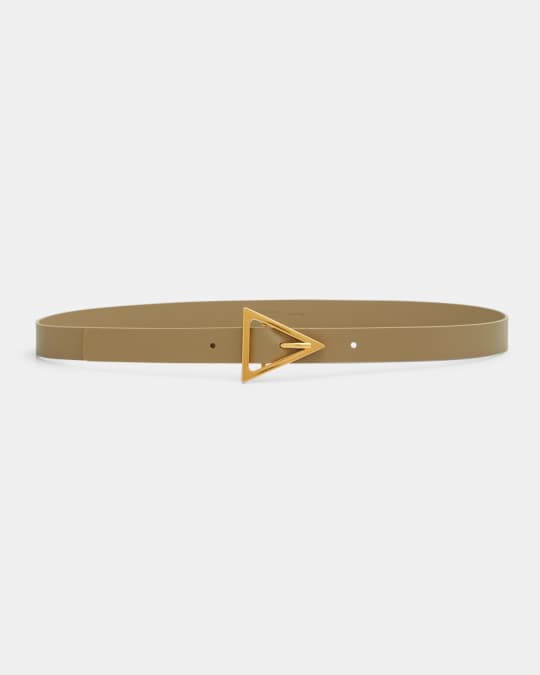 Bottega Veneta Triangle Buckle Skinny Leather Belt | Neiman Marcus