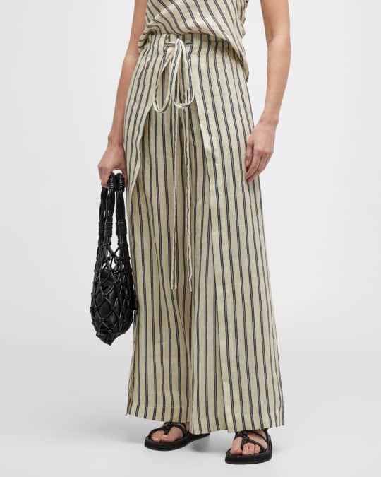 pinkfilosofy Taki Wide-Leg Linen Pants | Neiman Marcus