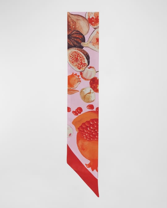 Ferragamo Fruit Bubblegum Silk Twill Skinny Scarf | Neiman Marcus