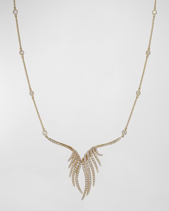 Krisonia Pave Diamond Wing Pendant Necklace in 18K Yellow Gold | Neiman ...