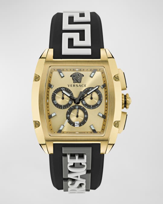 Versace Men's Dominus IP Yellow Gold Silicone Strap Watch, 42mm ...