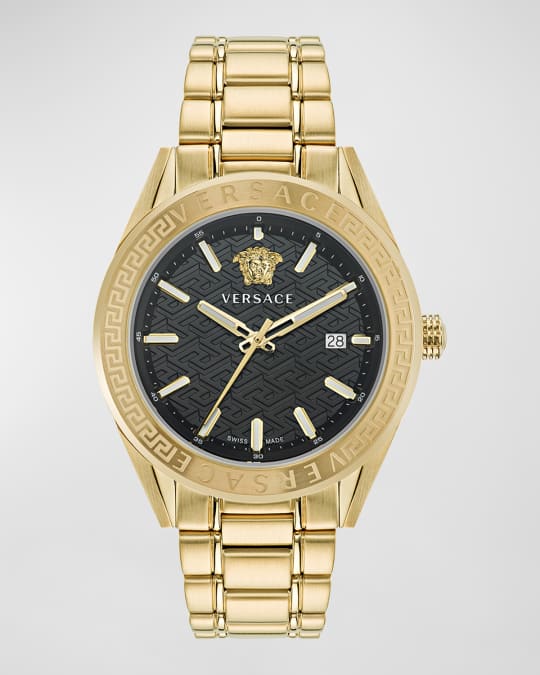 Versace V-Code IP Yellow Gold Bracelet Watch, 42mm | Neiman Marcus