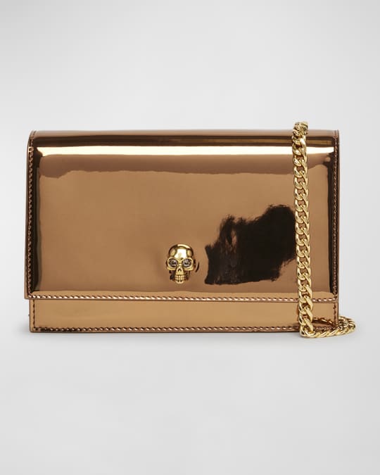 McQueen Small Metallic Skull Chain Shoulder Bag | Neiman Marcus