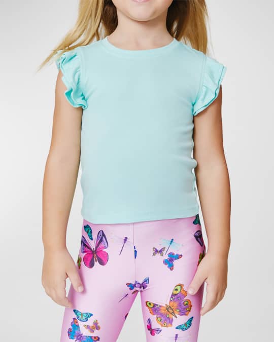 Terez Girl's Ruffle Cropped T-Shirt, Size 7-14 | Neiman Marcus