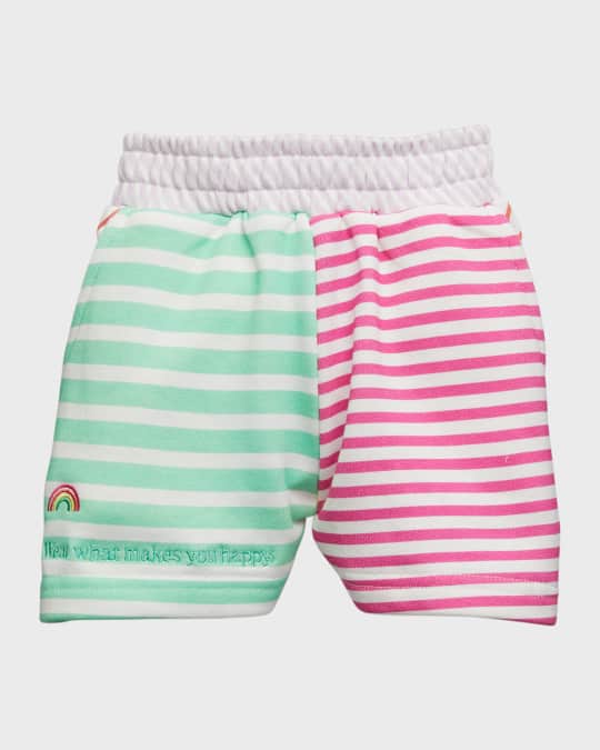 Terez Girl's Multicolor Striped Sweat Shorts, Size 4-6 | Neiman Marcus