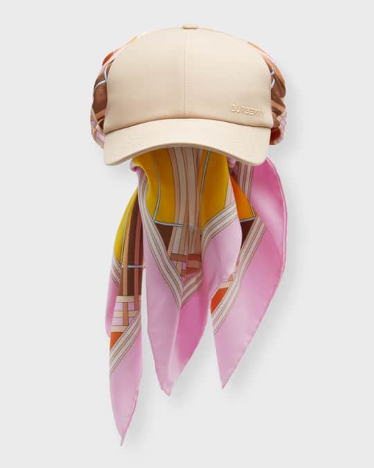 Burberry Pink Patterned Silk Scarf Baseball Cap | Neiman Marcus