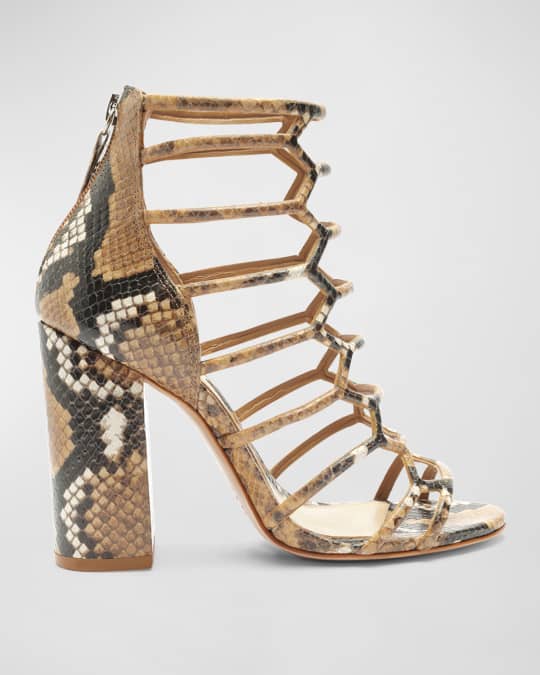 Schutz Julianna Caged Block-Heel Sandals | Neiman Marcus