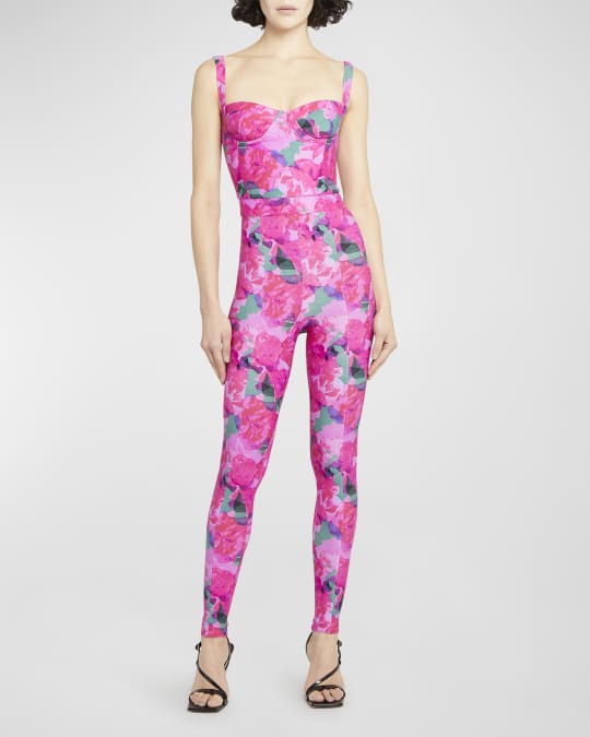 The New Arrivals by Ilkyaz Ozel Monique Rose Print Bodysuit | Neiman Marcus