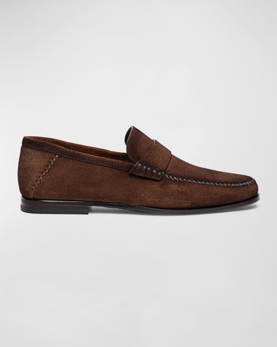 Santoni Men's Positano Suede Loafers | Neiman Marcus