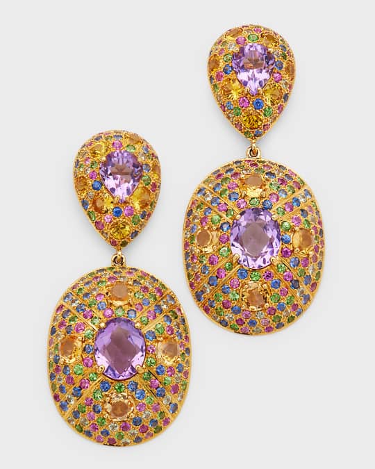 Nini Jewels 18k Gold Multi-Stone Drop Earrings | Neiman Marcus