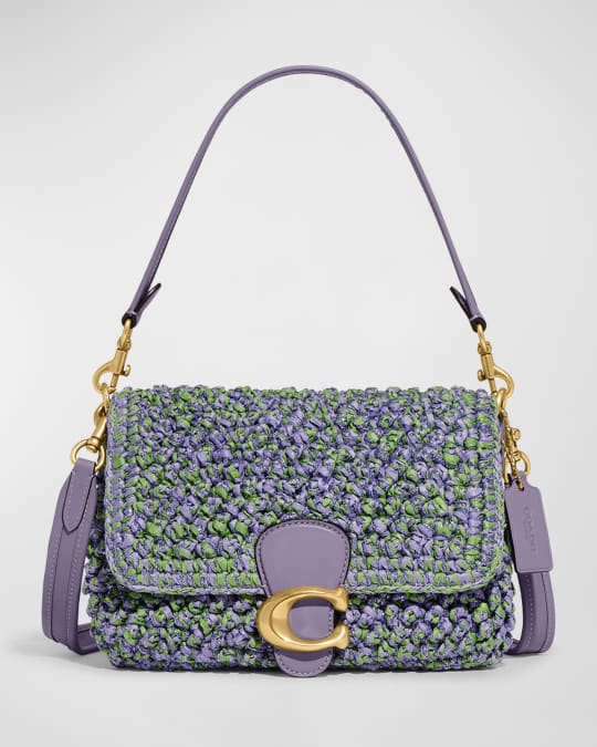 Coach Tabby Colorblock Flap Straw Shoulder Bag | Neiman Marcus