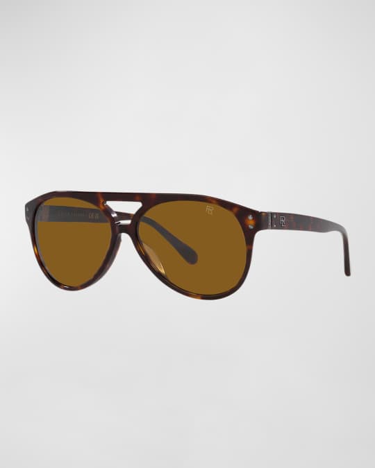 Lauren Ralph Lauren RL Monogram Acetate Aviator Sunglasses | Neiman Marcus