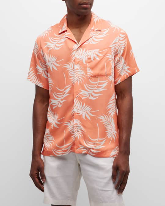 Onia Men's Palm Leaf-Print Convertible Camp Shirt | Neiman Marcus