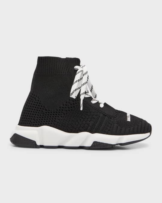 Balenciaga Kid's Speed Lace-Up Sock Sneakers | Neiman Marcus
