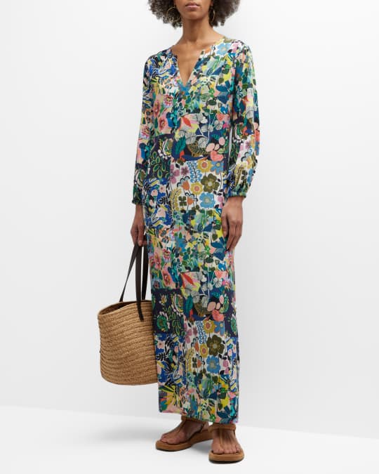 Johnny Was Puff-Sleeve Maxi Dress Coverup | Neiman Marcus
