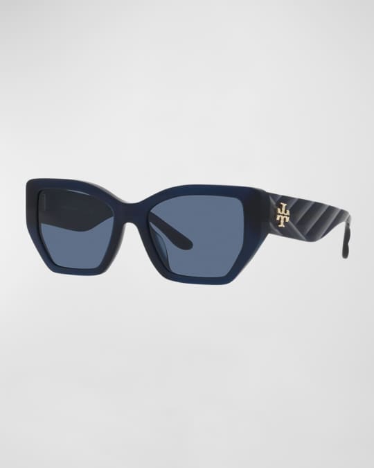 Tory Burch Embossed T-Monogram Acetate Cat-Eye Sunglasses | Neiman Marcus