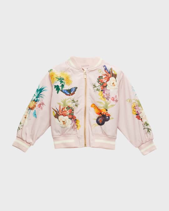 Molo Girl's Haliva Floral-Print Jacket, Size 4-6 | Neiman Marcus