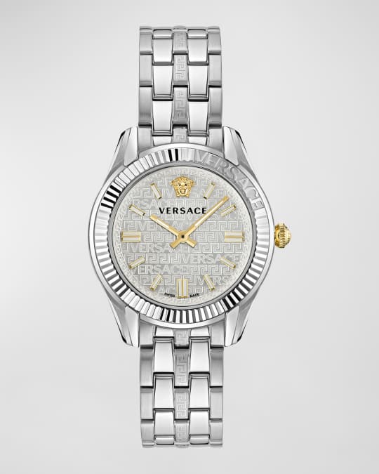 Versace 35mm Greca Time Watch with Bracelet Strap, Silver | Neiman Marcus