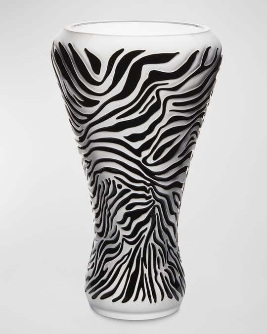Lalique Enameled Zebra Crystal Vase | Neiman Marcus