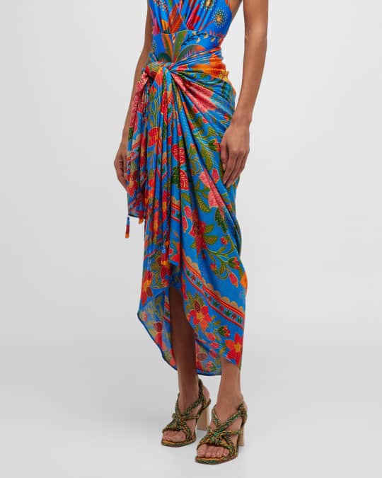 Farm Rio Blue Tropical Tapestry Sarong Coverup | Neiman Marcus