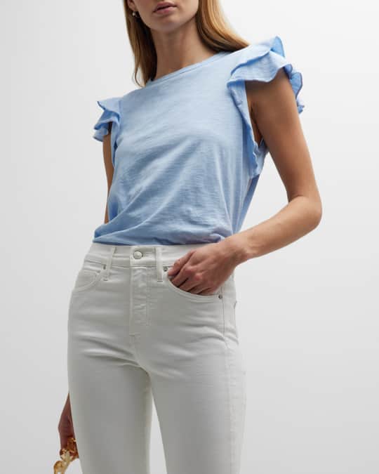 Veronica Beard Akeela Flutter-Sleeve Tee | Neiman Marcus