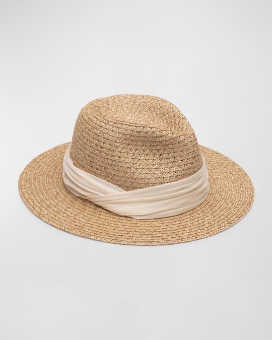 Eugenia Kim Lillian Straw Fedora With Chiffon Band | Neiman Marcus