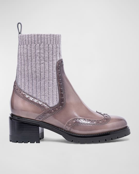 Santoni Ferret Wing-Tip Sock Booties | Neiman Marcus