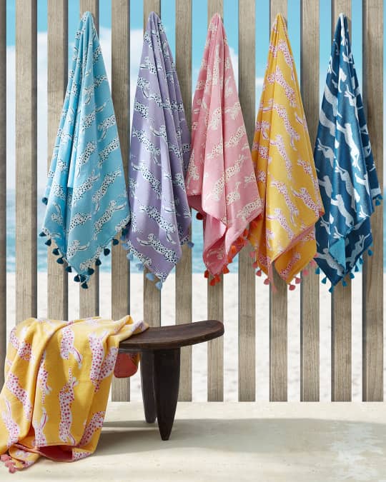 Matouk Schumacher Leaping Leopard Beach Towel | Neiman Marcus