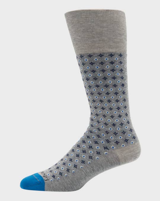 Edward Armah Men's Diamond-Print Crew Socks | Neiman Marcus