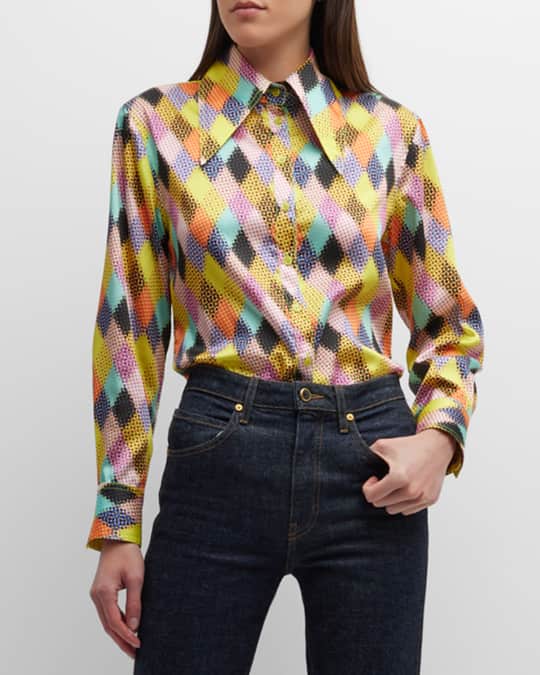 CHRISTOPHER JOHN ROGERS Halftone Harlequin-Print Slim Collared Shirt ...