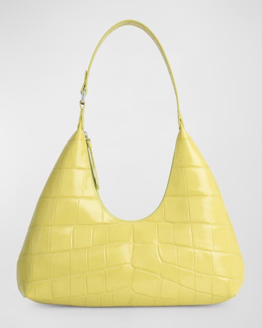 BY FAR Amber Maxi Croc-Embossed Leather Shoulder Bag | Neiman Marcus