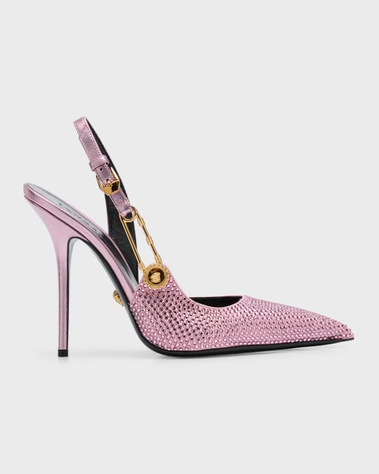 Versace Safety Pin Embellished Slingback Pumps | Neiman Marcus