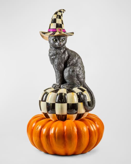 MacKenzie-Childs Black Cat Pumpkin Trophy Topiary | Neiman Marcus