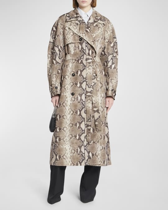 Stella McCartney Python-Print Double-Breasted Belted Trench Coat ...