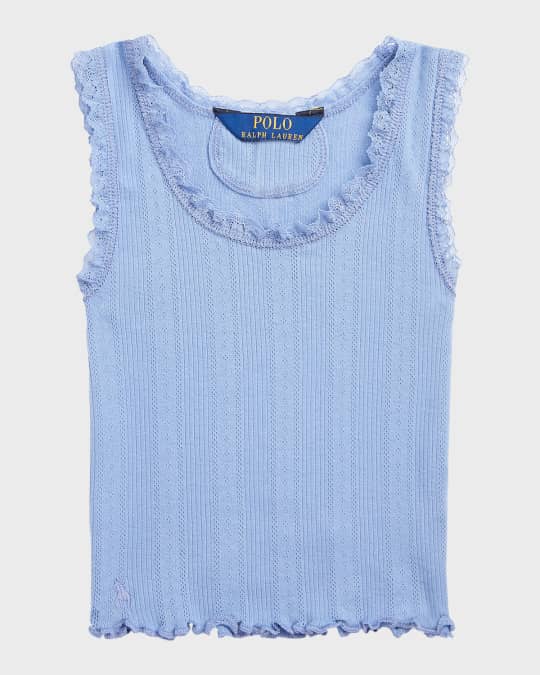 Ralph Lauren Childrenswear Girl's Pointelle Knit Lace Trim Tank Top ...