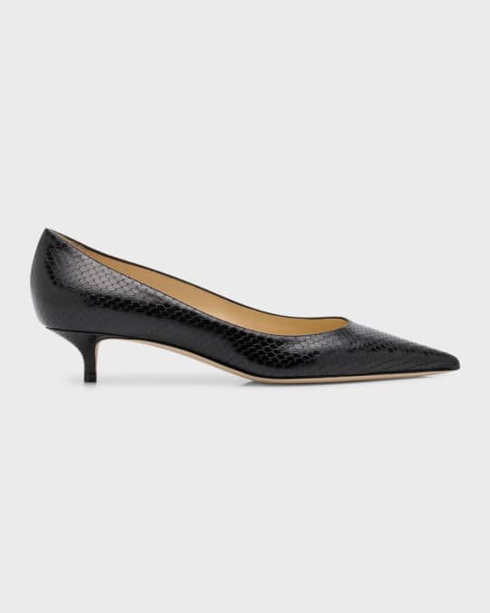 Jimmy Choo Amelia Snake Printed Kitten-Heel Pumps | Neiman Marcus