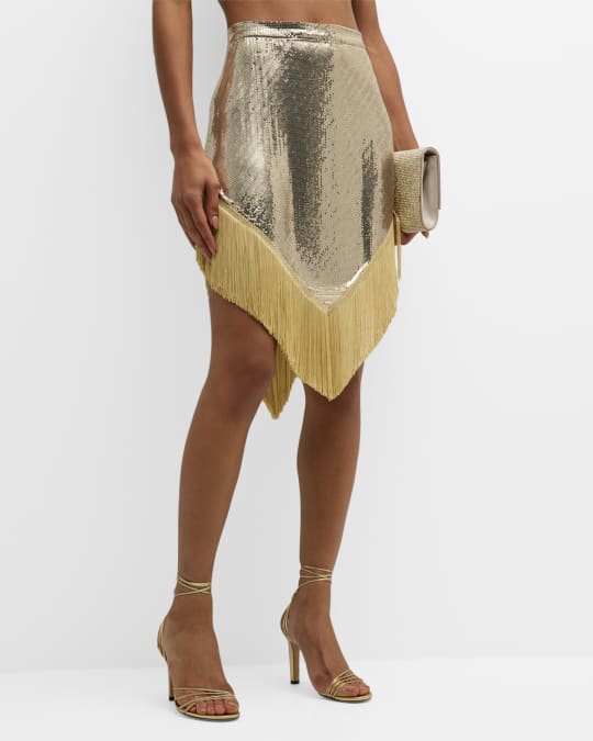 Rabanne Fringe-Hem Chainmail Mini Skirt | Neiman Marcus