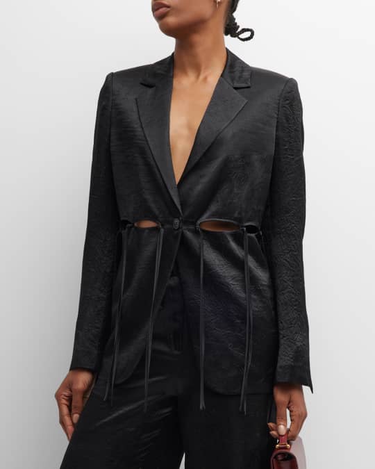 Jason Wu Crinkled Single-Button Cutout Blazer | Neiman Marcus