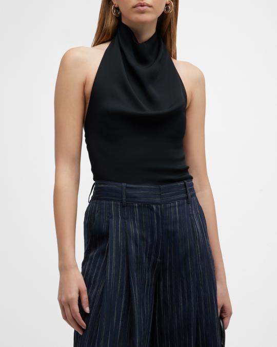 TWP Friday Night Silk Open-Back Halter Top | Neiman Marcus