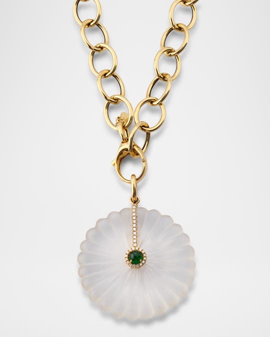 Goshwara G-One 18K Yellow Gold 4x3mm Carved Rock Crystal Necklace with ...