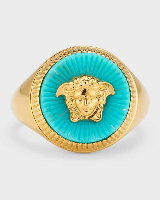 Versace Men's Turquoise Medusa Signet Ring | Neiman Marcus