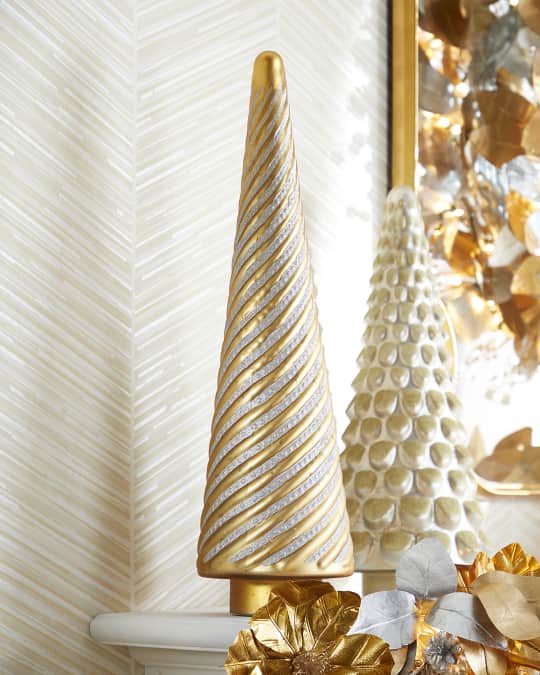 Neiman Marcus Matte Gold Christmas Tree with Silver Glitter | Neiman Marcus