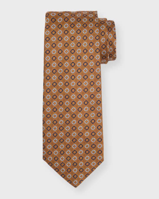 Isaia Men's Geometric Silk Seven-Fold Tie | Neiman Marcus