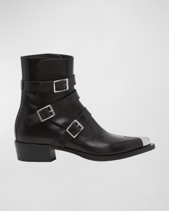 McQueen Men's Metal Toe Cap Ankle Boots | Neiman Marcus